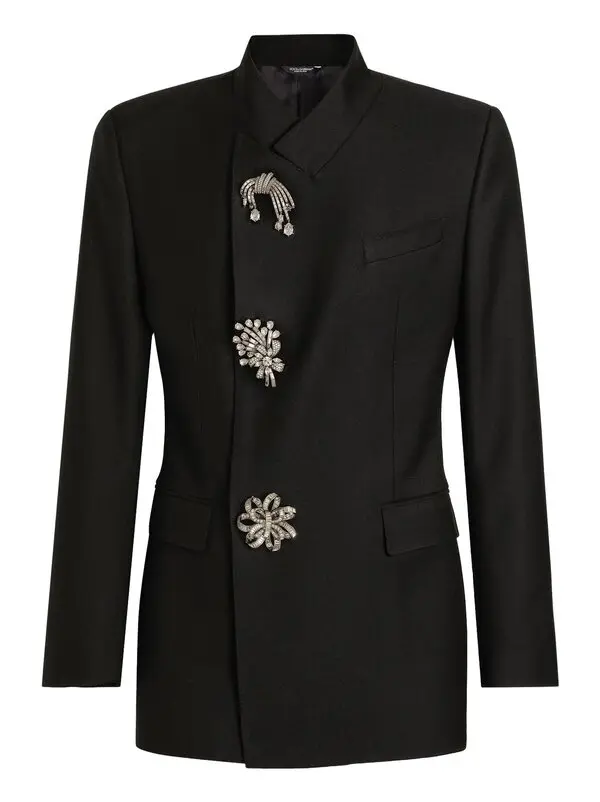 Dolce & Gabbana Double-breasted Wool Gabardine Jacket - Black