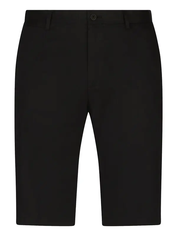 Dolce & Gabbana Stretch Cotton Tailored Shorts With Dg Patch - Black