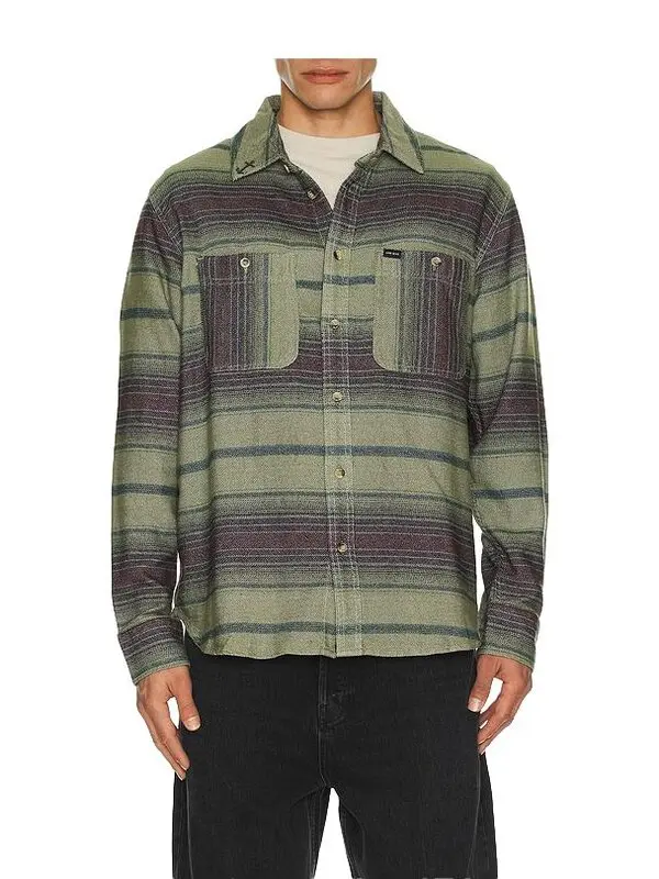 DARK SEAS Summit Long Sleeve Shirt In Green - Brown