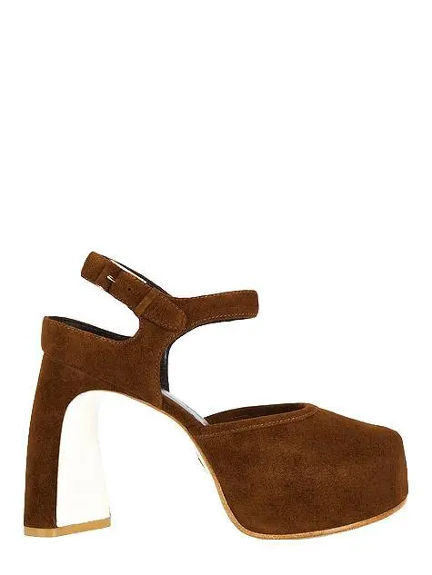 Tory Burch Peep Toe Platform Heel - Cognac Brown