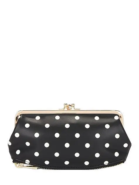 8 Other Reasons The Kiss Lock Clutch - Black & White Polka Dots
