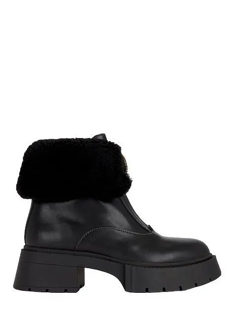 Coach Leah Platform Shearling Zip Bootie - Black