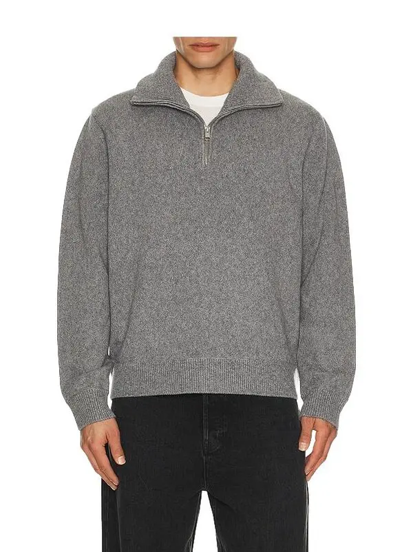 FRAME Wool Zip Sweater - Grey Melange