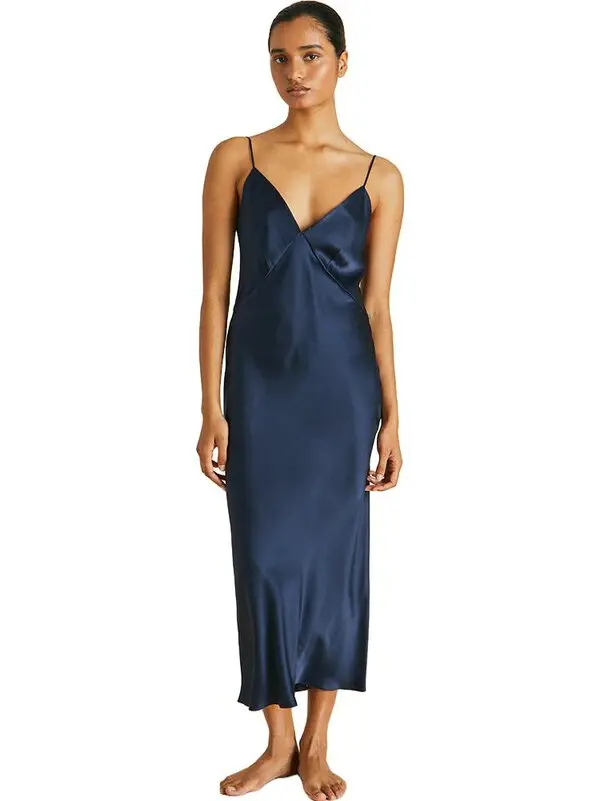Olivia Von Halle Issa Slip Dress - Navy Blue
