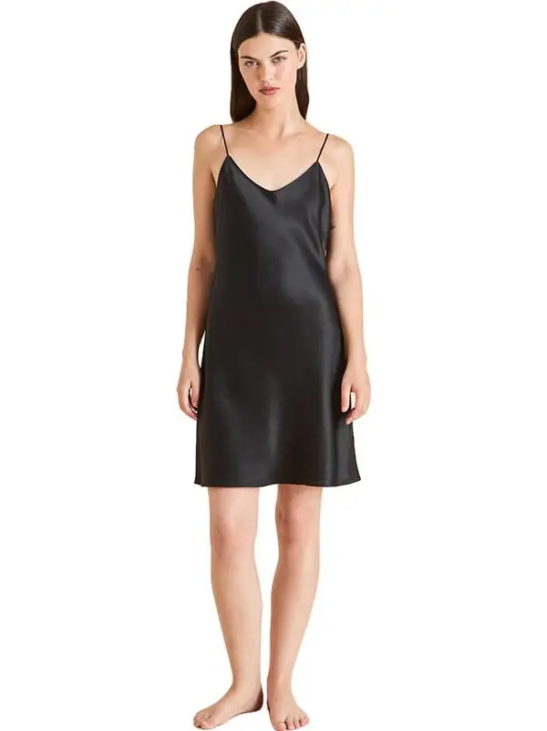 Olivia Von Halle Venus Jet Slip Dress - Black