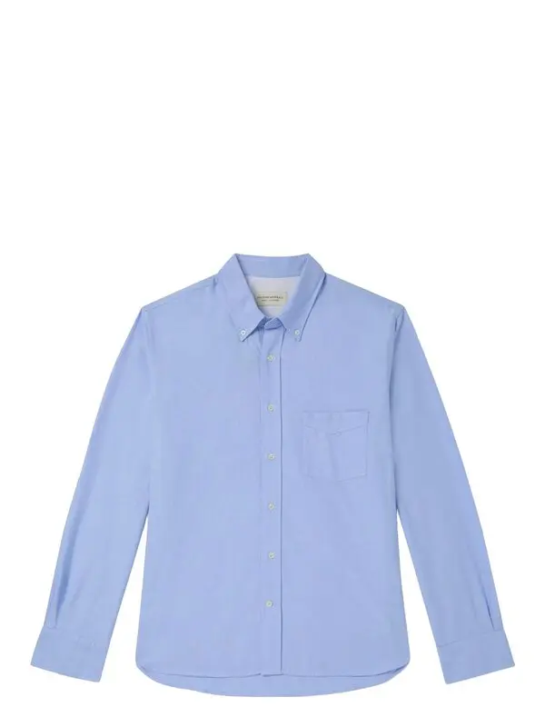 Officine Générale Button-down Collar Cotton Oxford Shirt - Blue