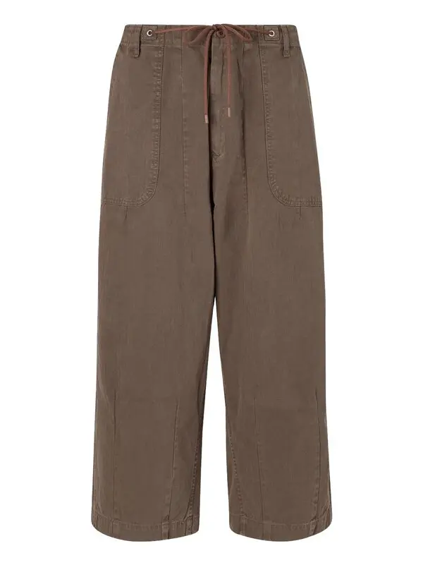 CHERRY LOS ANGELES Cotton Herringbone Trousers - Brown