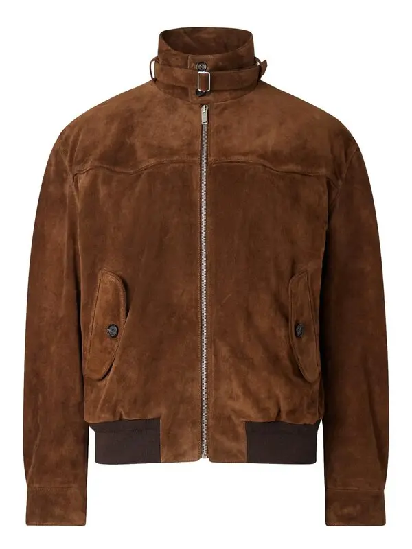 Alexander McQueen Panelled Suede Harrington Jacket - Brown