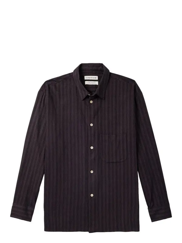 A KIND OF GUISE Gusto Striped Cotton And Lyocell-blend Shirt - Purple