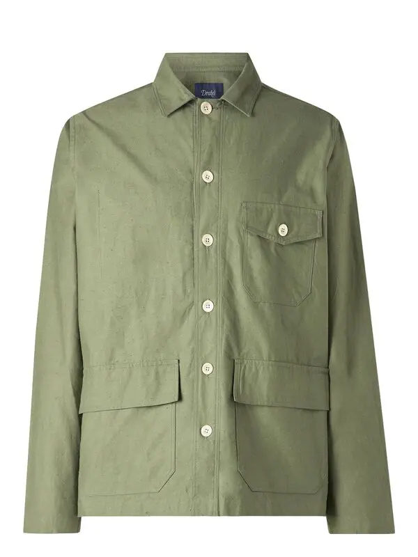 DRAKE'S Cotton-twill Overshirt - Green