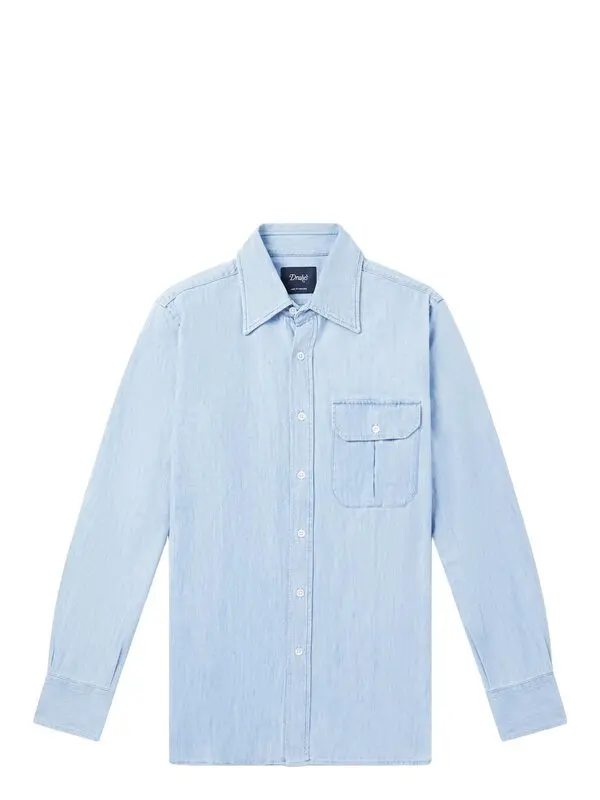 DRAKE'S Denim Shirt - Blue