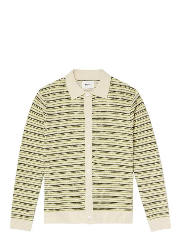 Nn07 Jackie 60038 Striped Organic Cotton Polo Shirt - Green