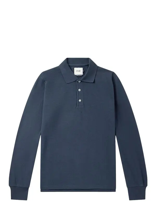 DRAKE'S Cotton-piqué Polo Shirt - Blue