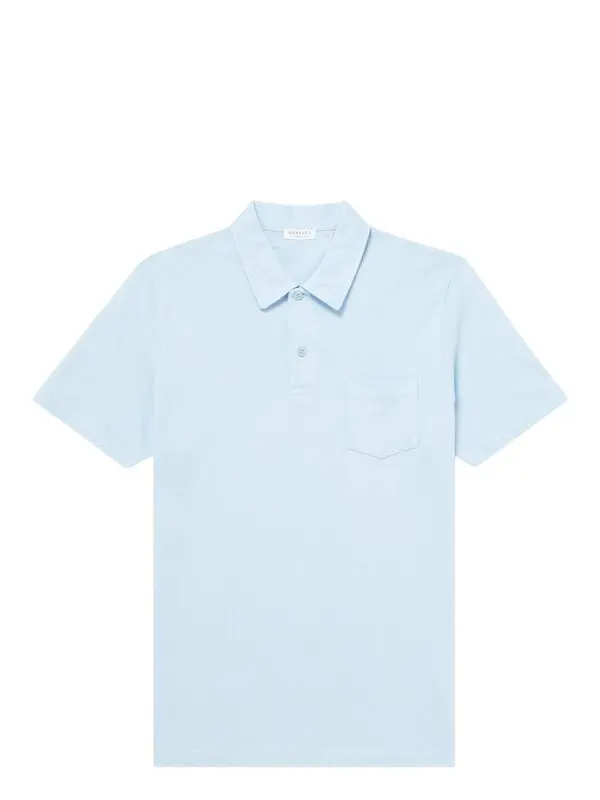 Sunspel Riviera Slim-fit Cotton-mesh Polo Shirt - Blue
