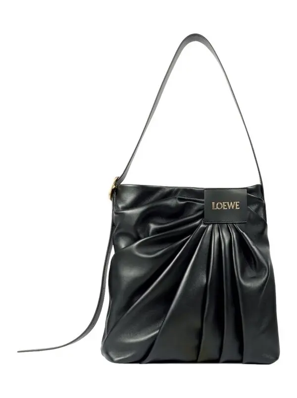 Loewe Draped Leather Tote - Black
