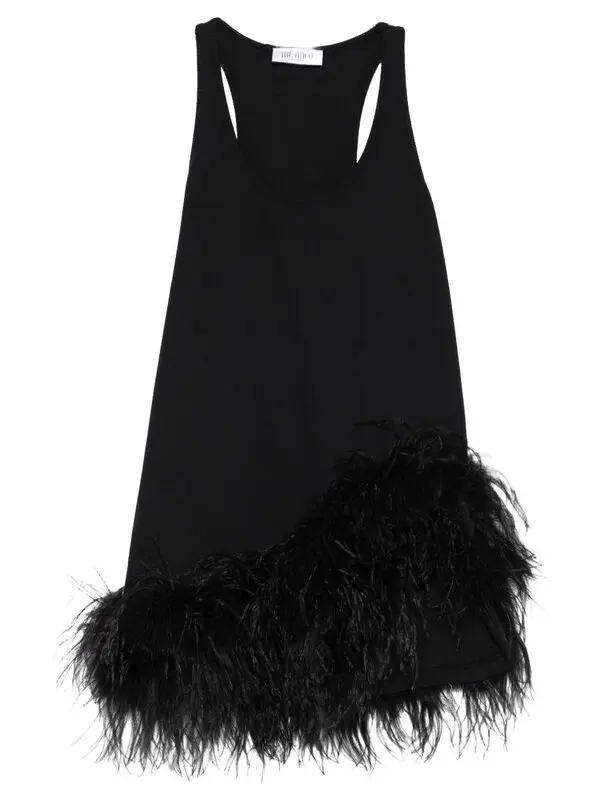 Attico Feathered Mini Dress - Black