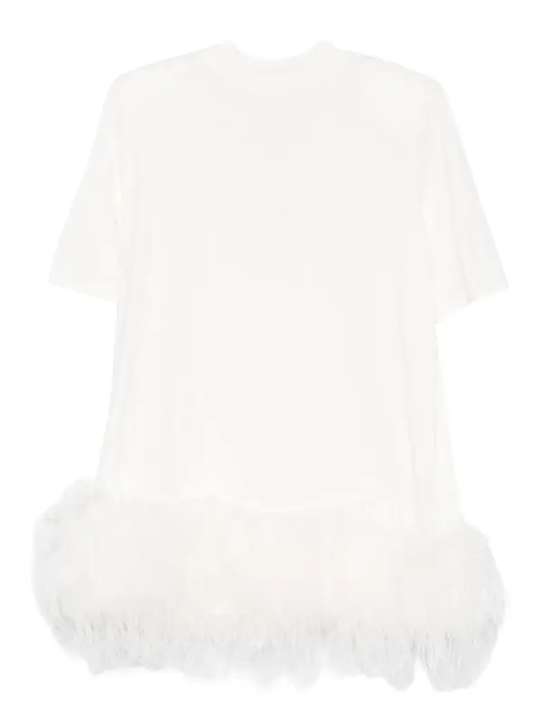 Attico Feather-trimmed Short Dress - White