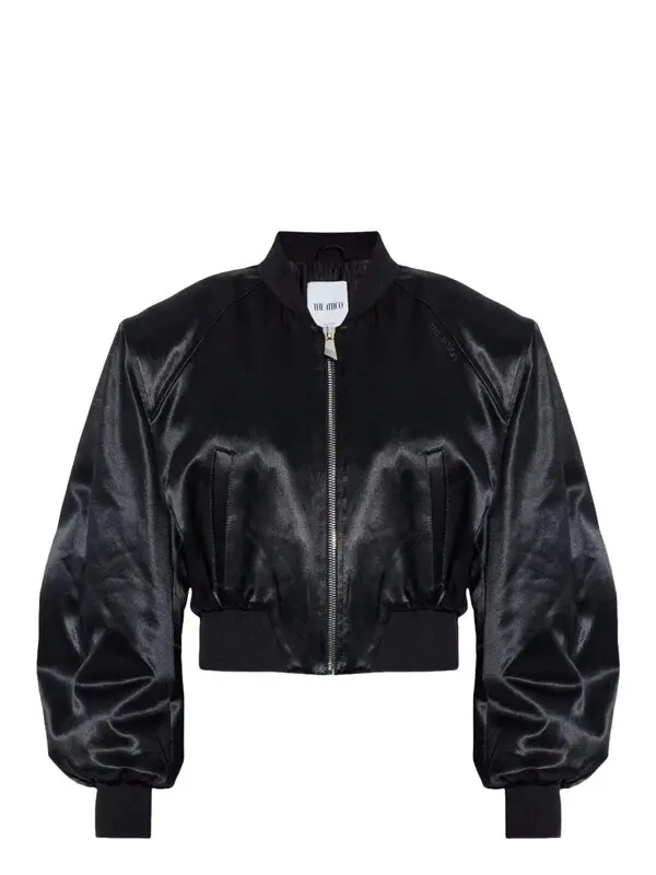Attico Satin Bomber Jacket - Black