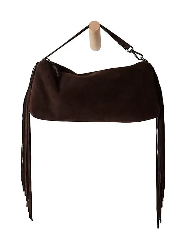 Free People Finn Fringed Shoulder Bag - Espresso