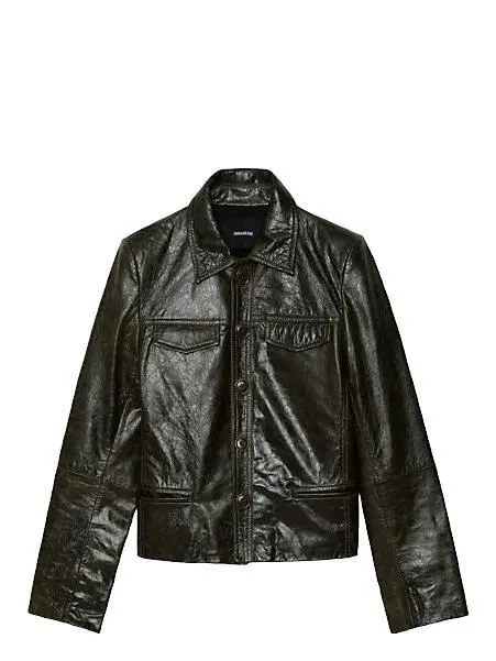 Zadig&Voltaire Liam Chest-pocket Leather Jacket - Tilleul