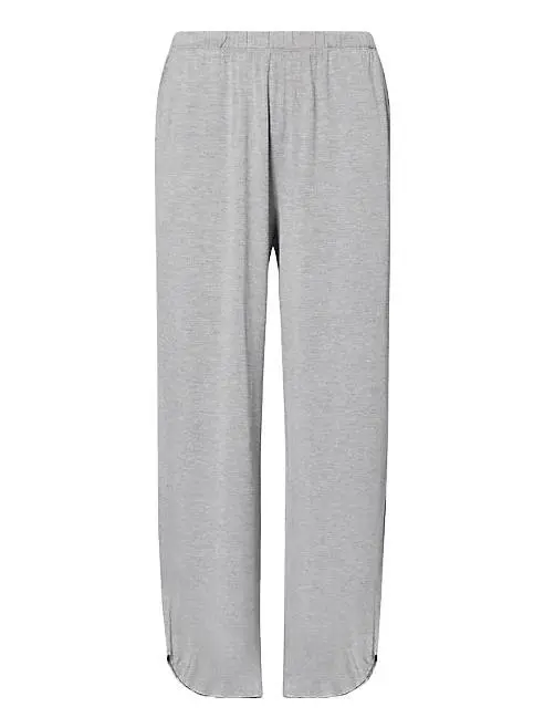 Barefoot Dreams Curved-hem Wide-leg Jersey Trousers - Dark Heather Gray