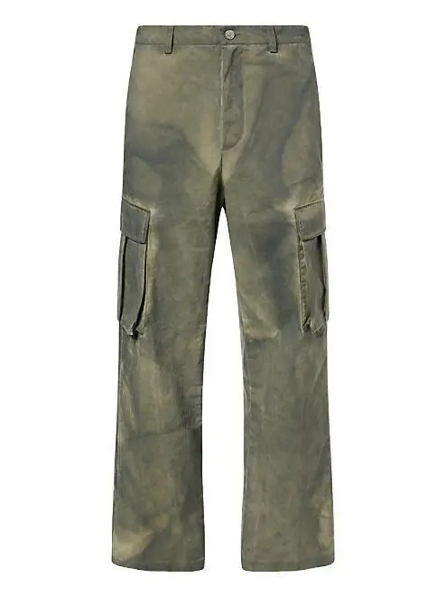 COLE BUXTON Woven Straight-leg Cargo Trousers - Khaki