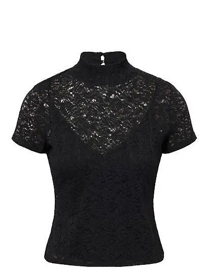 Paige Lace Stretch-woven Top - Black