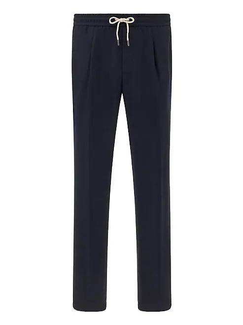 Boggi Milano Wool Trousers With Elasticated Waist - Navy Blue