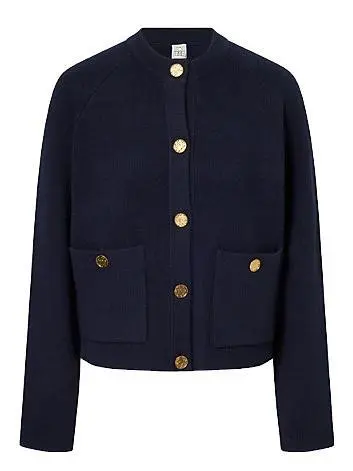 TOTEME Hammered Button Cardigan - Navy