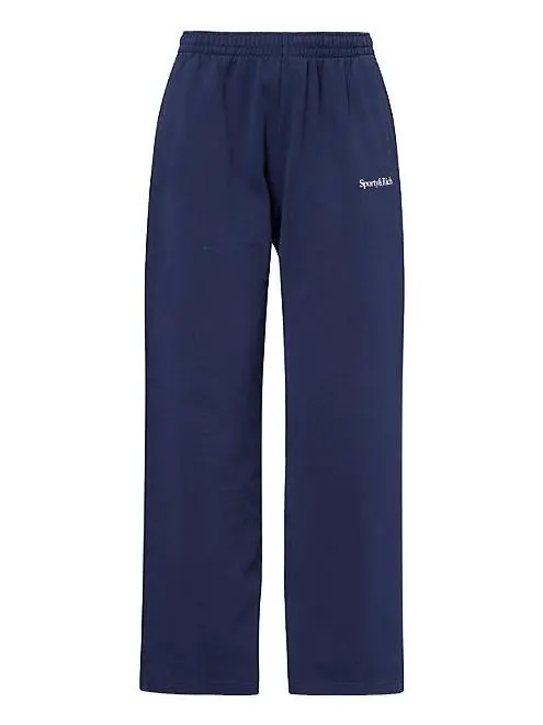 SPORTY & RICH Wide-leg Cotton-jersey Jogging Bottoms - Dark Navy