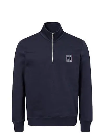Paul Smith Logo-embroidered Half-zip Cotton Sweatshirt - Blue