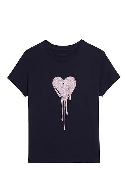 Zadig&Voltaire Walk Rhinestone-embellished Cotton-jersey T-shirt - Encre