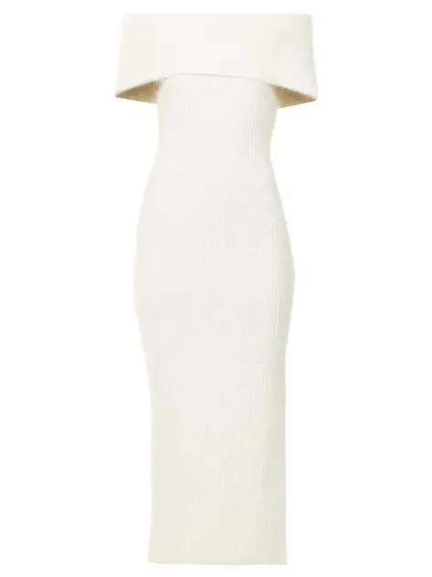 4TH & RECKLESS Knitted Bardot Maxi Dress - Cream