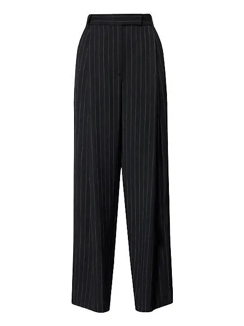 Camilla And Marc Varda Wide-leg Woven Trousers - Black Cream Stripe