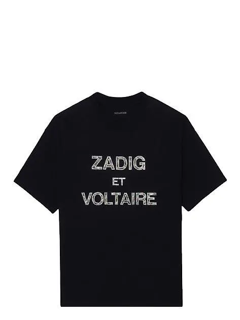 Zadig&Voltaire Cotton-jersey T-shirt With Rhinestone Embellishments - Black