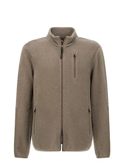 Boggi Milano Zipped Funnel-neck Teddy Sweatshirt - Taupe