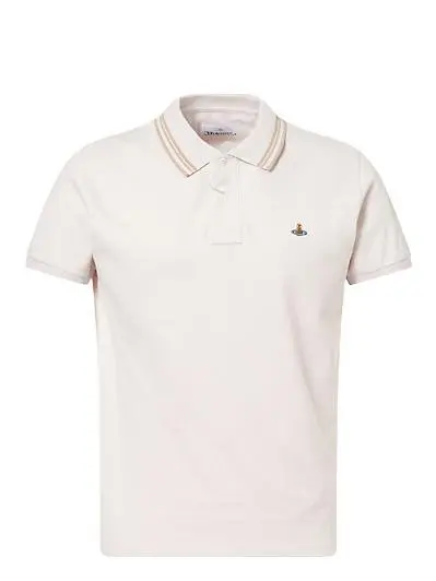 VIVIENNE WESTWOOD Logo-embroidered Short-sleeve Cotton Polo Shirt - Lilac Ash