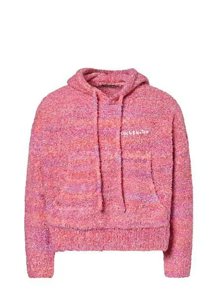 COLE BUXTON Bouclé Intarsia-logo Wool-blend Hoody - Pink