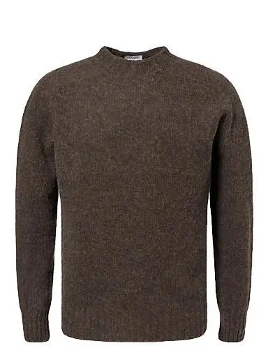 Sunspel Shetland Wool Crewneck Jumper - Bark