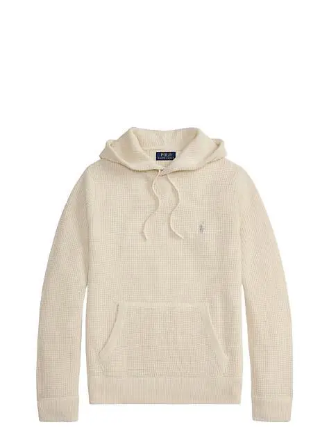 Ralph Lauren Logo-embroidered Waffle-knit Hoodie - Cream