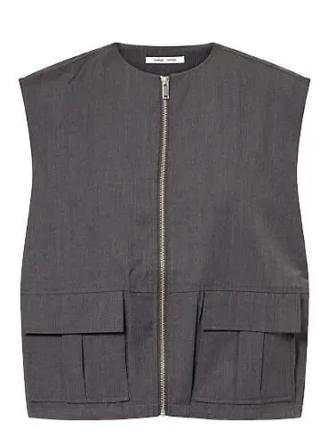 SAMSOE SAMSOE Sakelly Oversized Wool-blend Vest - Dark Grey Mel.