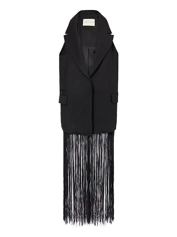Camilla And Marc Issa Fringed Stretch-wool Vest - Black