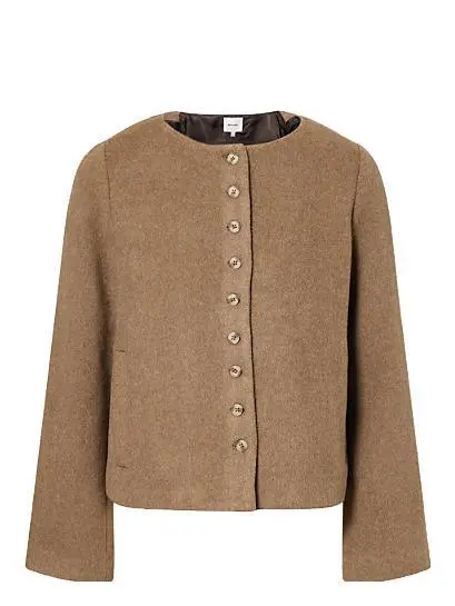 REFORMATION Lucia Round-neck Wool-blend Jacket - Cocoa