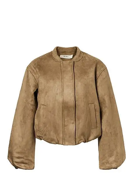 4TH & RECKLESS Cropped Faux-suede Bomber Jacket - Green