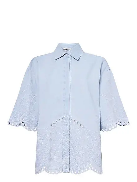 Zimmermann Embroidered Denim Shirt - Ice Storm