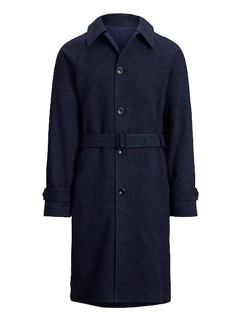 Polo Ralph Lauren Balmacaan Reversible Wool, Silk And Linen-blend Coat - Blue/navy