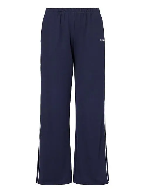 SPORTY & RICH Serif-logo Straight-leg Jersey Jogging Bottoms - Dark Navy White