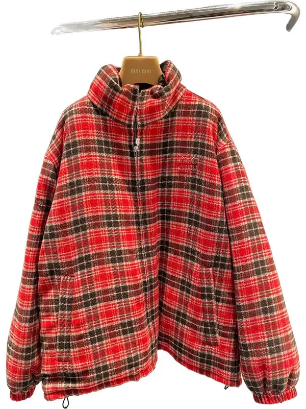 Miu Miu Plaid Bomber - Red