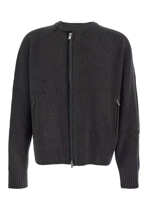 TONYWACK Crew Neck Zip-fastening Cardigan - Grey