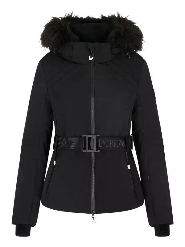 EA7 Quilted Belted Jacket - Black